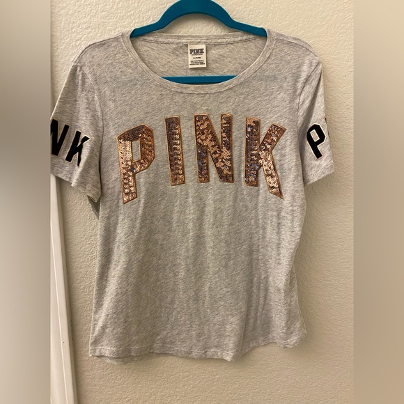PINK Victoria's Secret | Tops | Gold Sequin Vs Pink Shirt | Poshmark